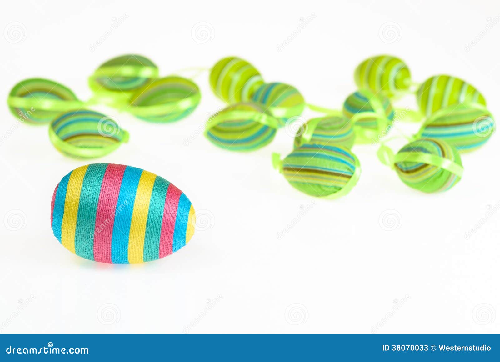 Easter Decorated Striped Eggs on White Background. Stock Image - Image ...