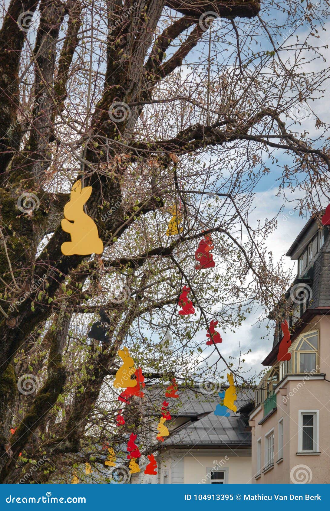 Easter Decoration in Austrian Village Stock Image - Image of branches ...