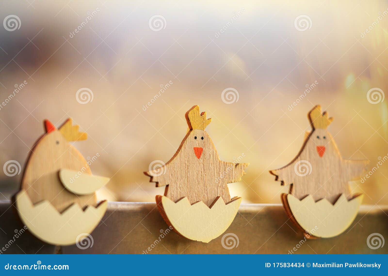 Easter Decoration with Eggs and Chickens Background Stock Photo - Image ...