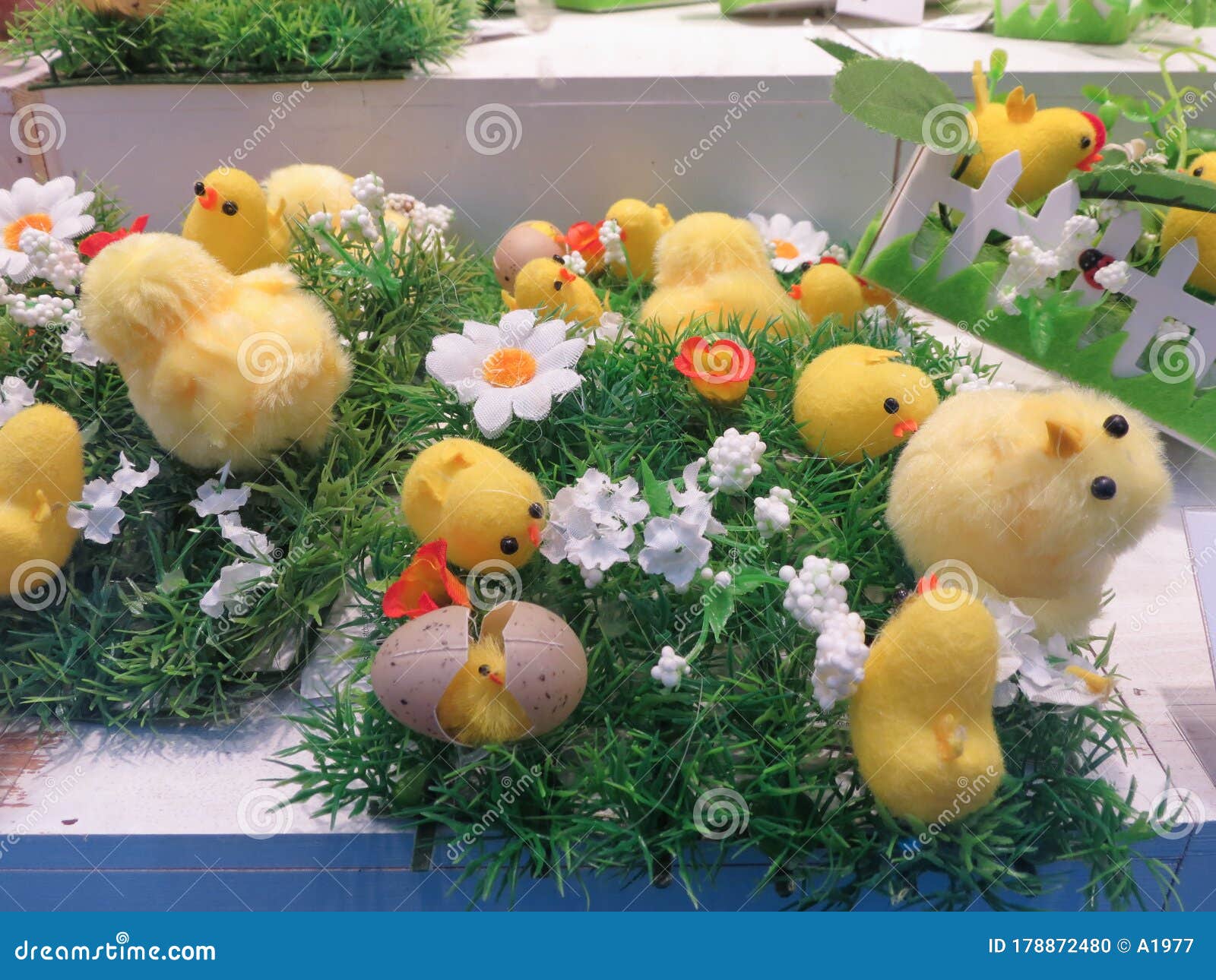 Easter Decorations with Chicks Stock Photo - Image of replica, easter ...