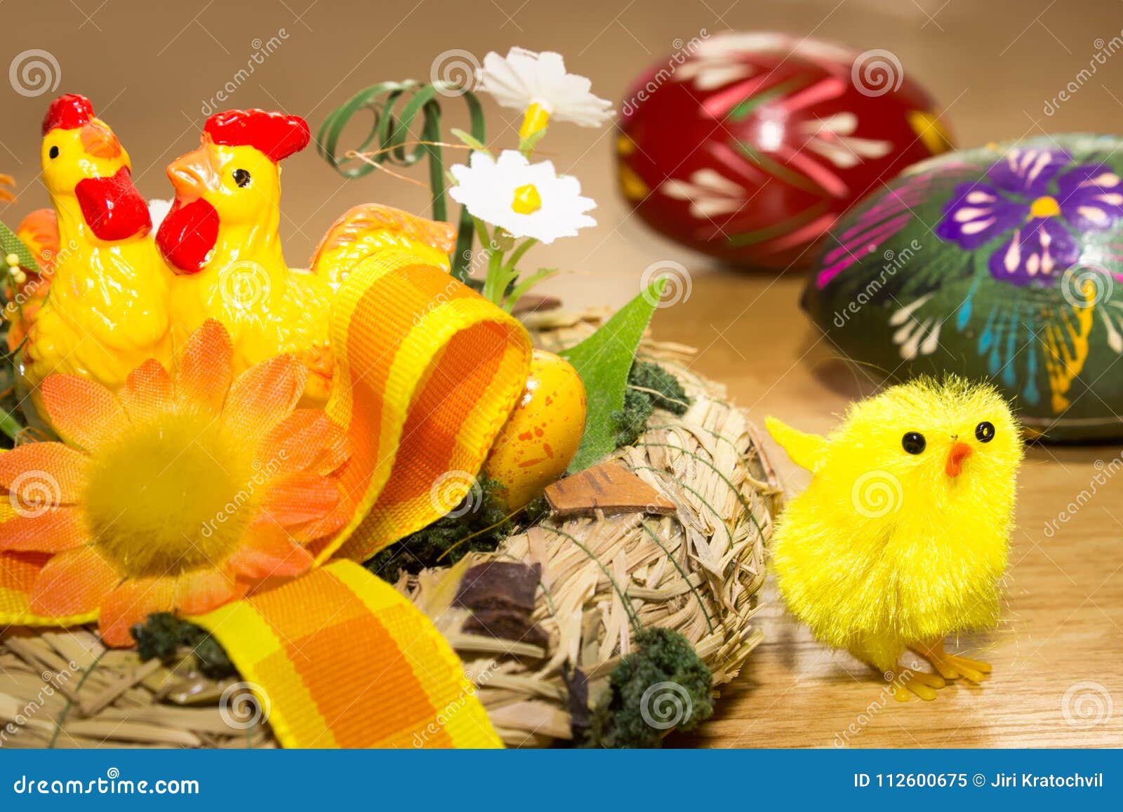 Easter Decorations - Hens Chicken Flower Eggs Stock Image - Image of ...
