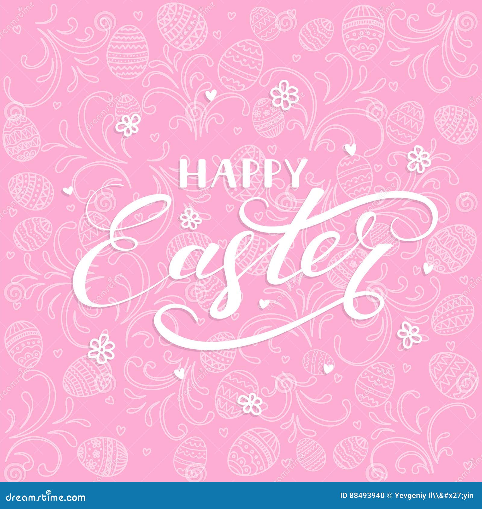Easter Decorative Eggs with Patterns on Pink Background Stock Vector ...