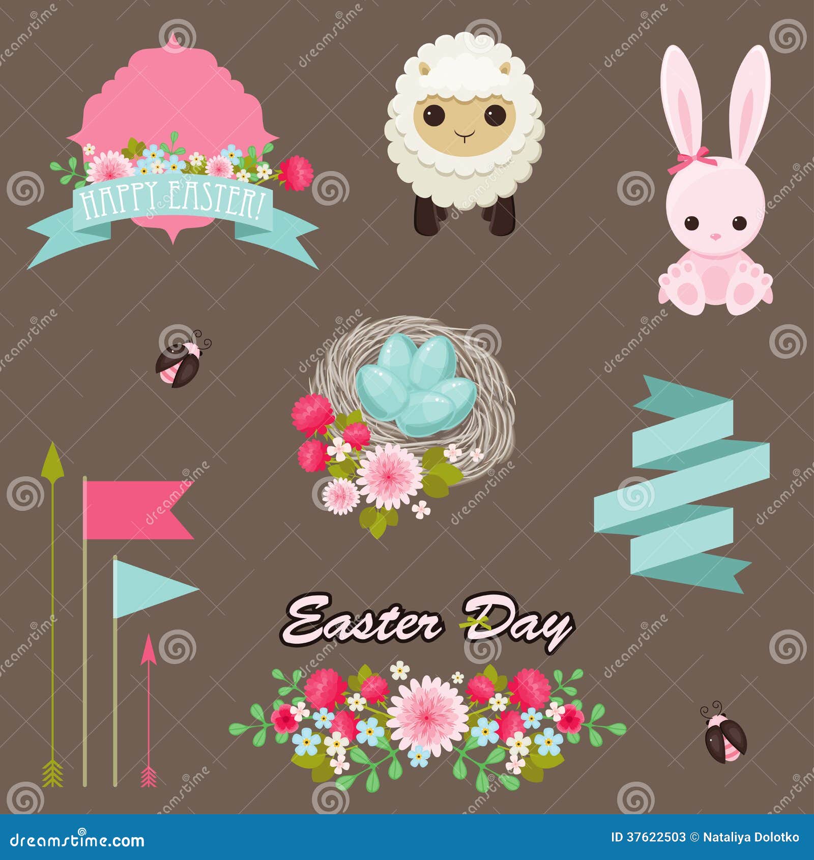 Easter Design Elements Vector Collection Stock Vector - Illustration of ...