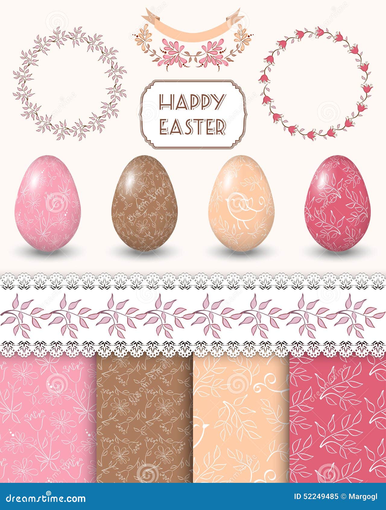 Easter design elements. stock vector. Illustration of decoration - 52249485