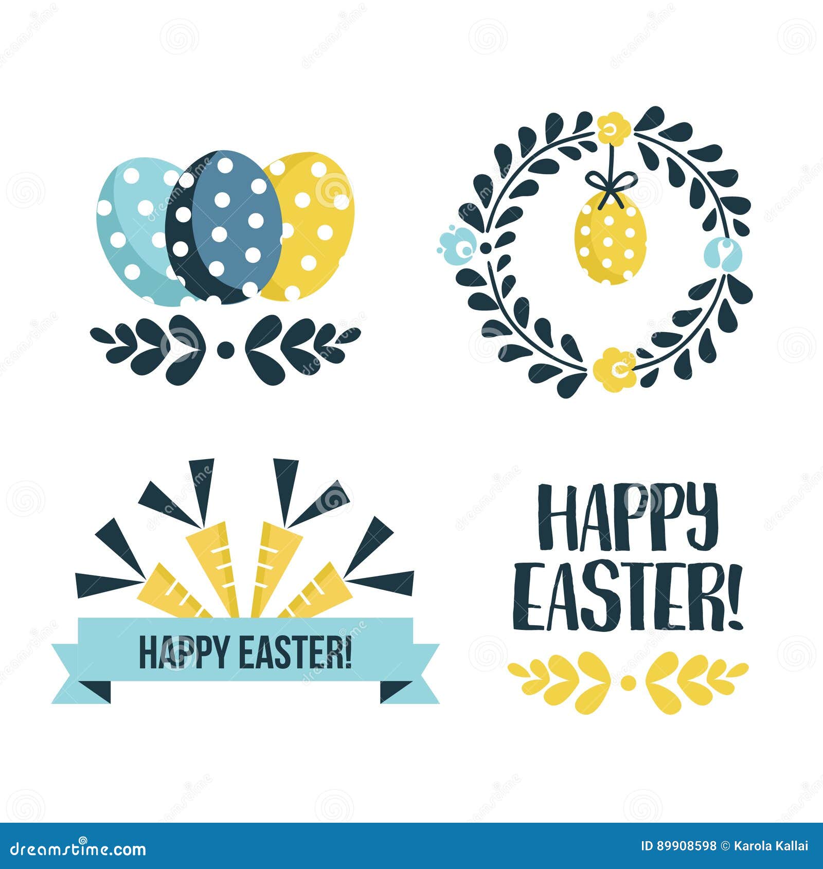 Easter design elements stock vector. Illustration of yellow - 89908598