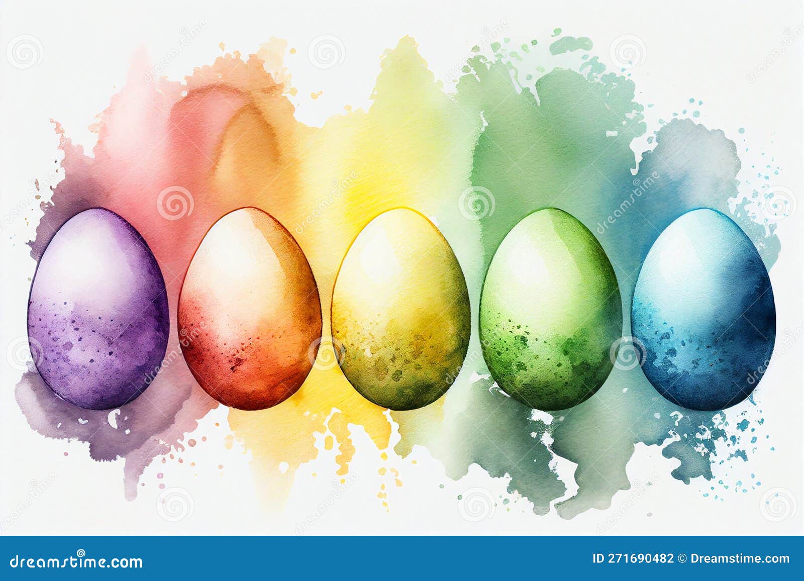 Easter Different Colors Eggs, in Watercolor Technique, AI Stock ...