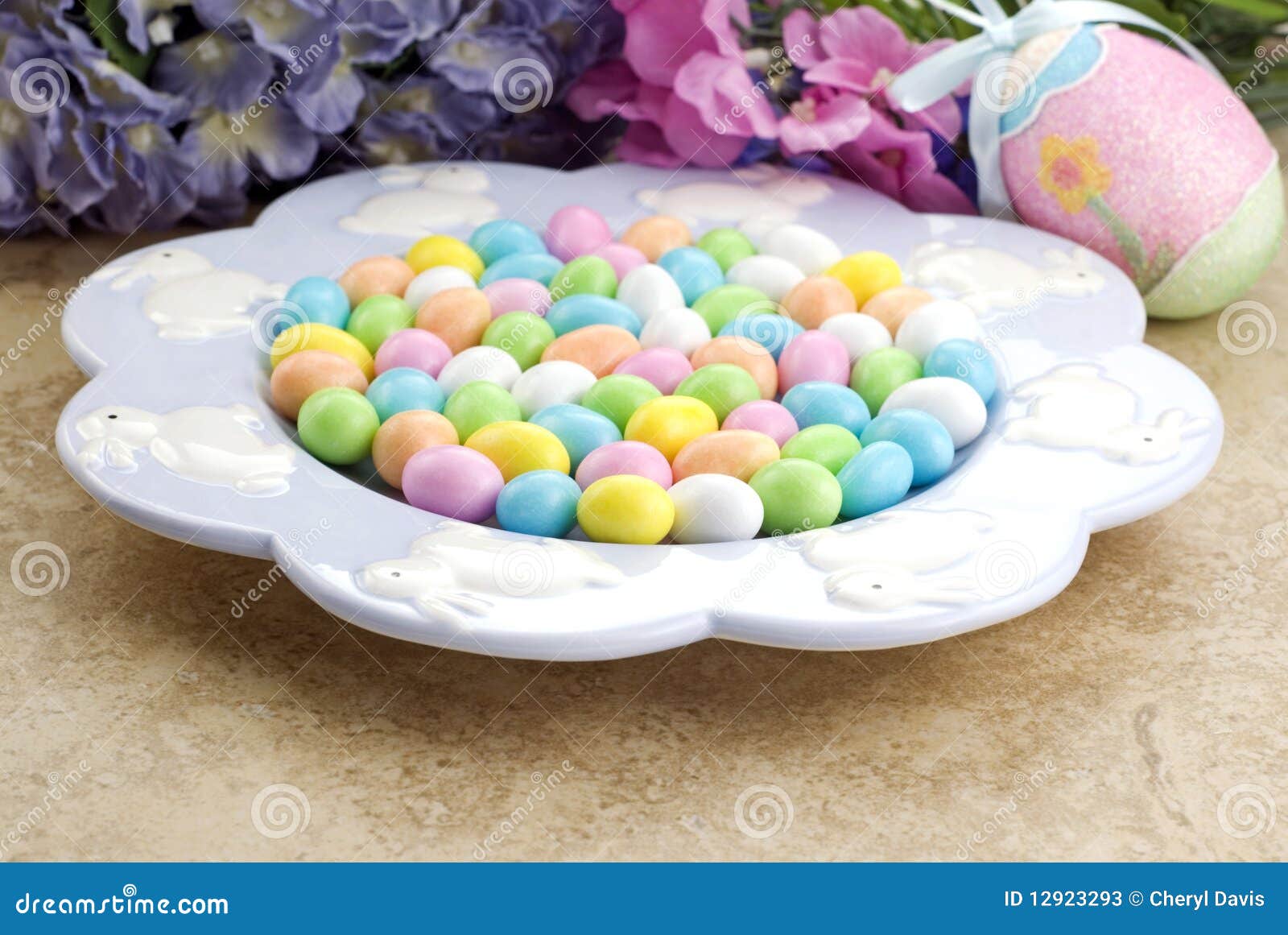 Easter Dish Full of Candy stock image. Image of dessert - 12923293