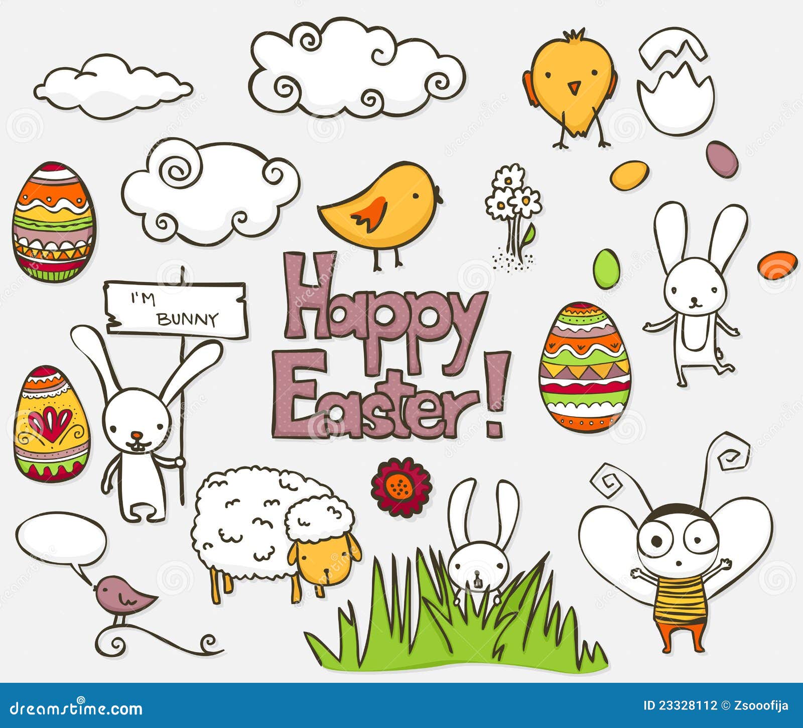 Easter doodle stock vector. Illustration of balloon, drawing - 23328112