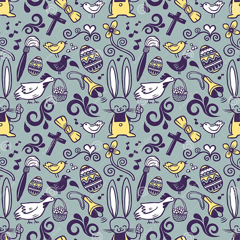 Easter doodle pattern stock vector. Illustration of brush - 12148471