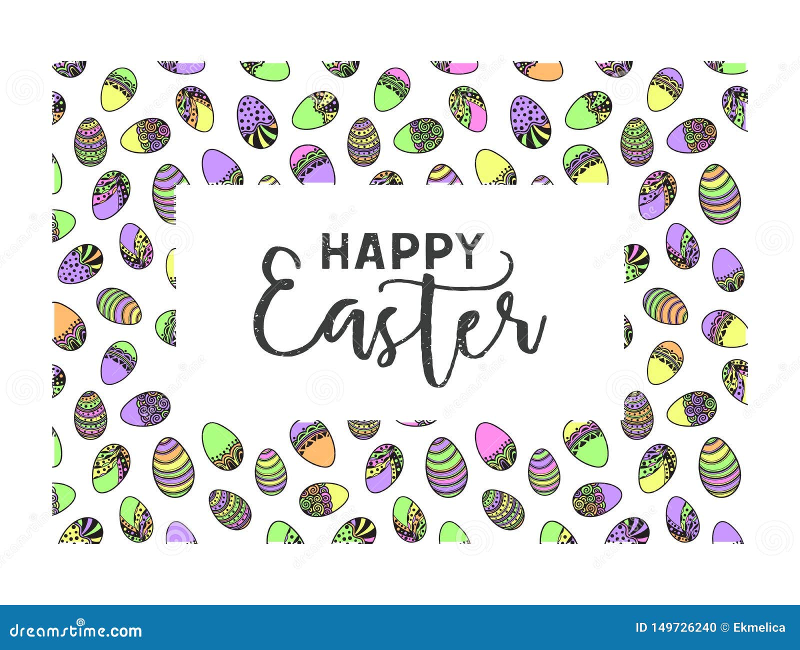 Easter doodle vector frame stock vector. Illustration of freehand ...