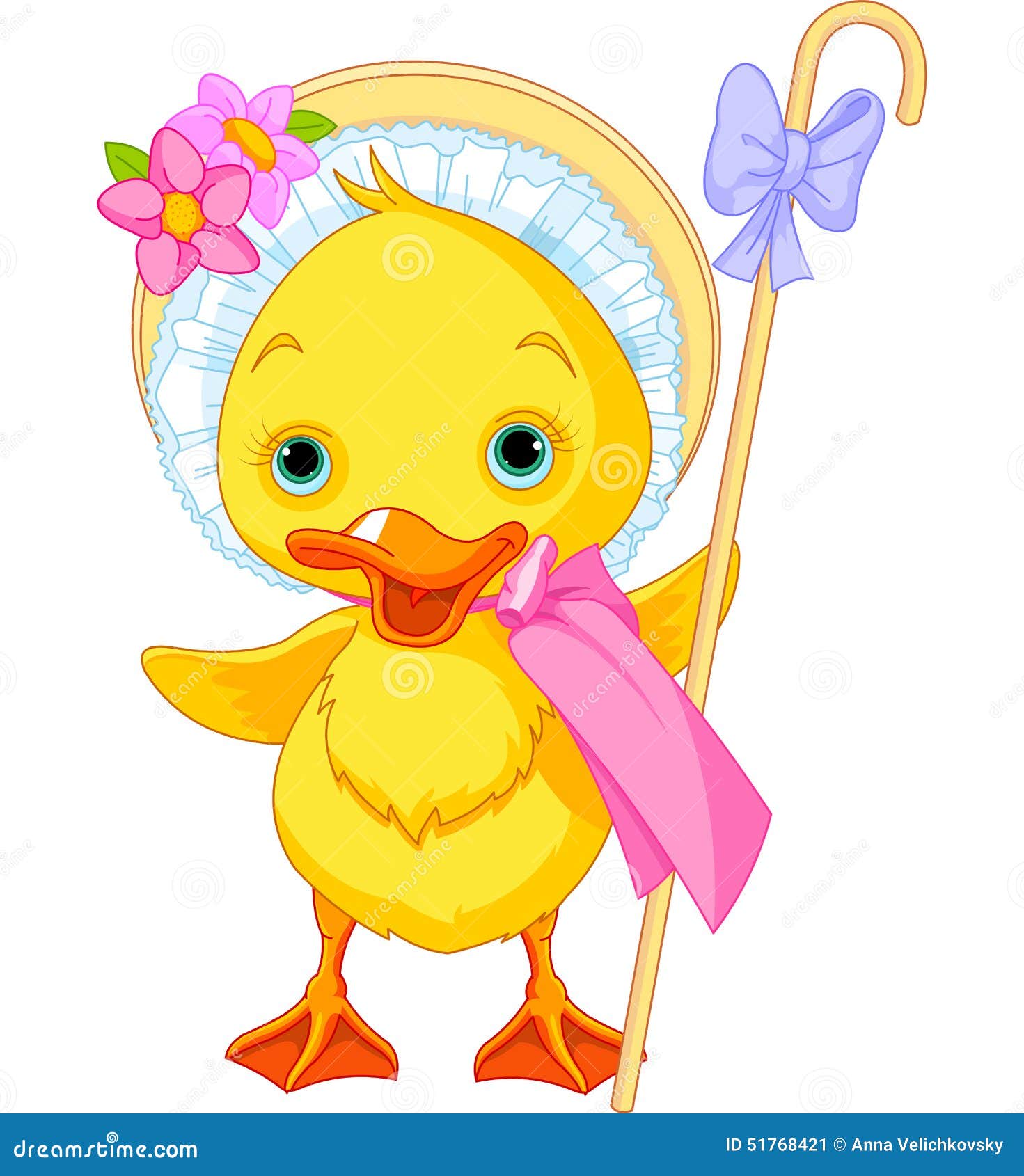 Easter Duckling with Shepherdess Staff Stock Vector - Illustration of ...