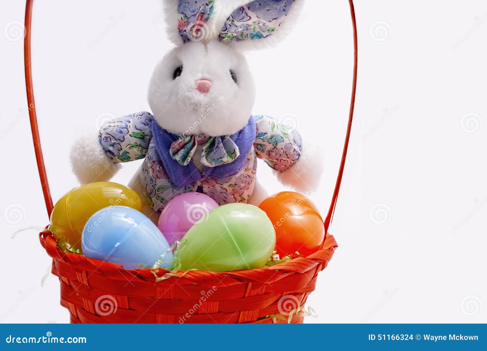 Easter egg basket,bunny stock photo. Image of eggs, ribbon - 51166324