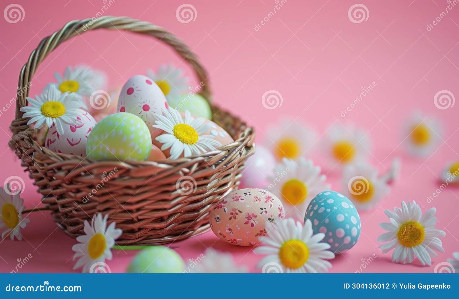 Easter Egg Basket Surround on Bright Pink Background in Slow Motion Stock Photo - Image of ...