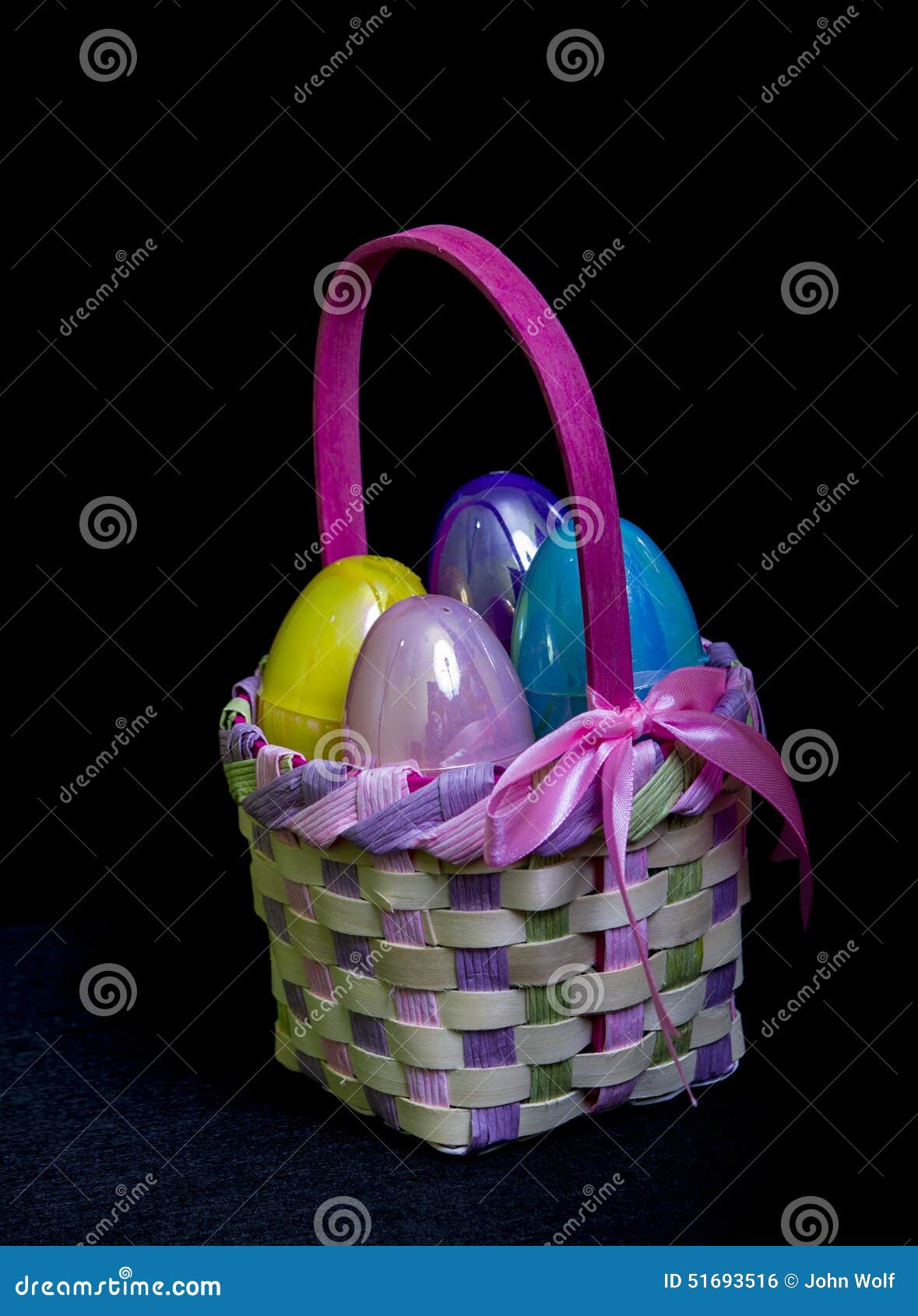Easter Egg Basket with Various Colored Eggs Stock Photo - Image of ...