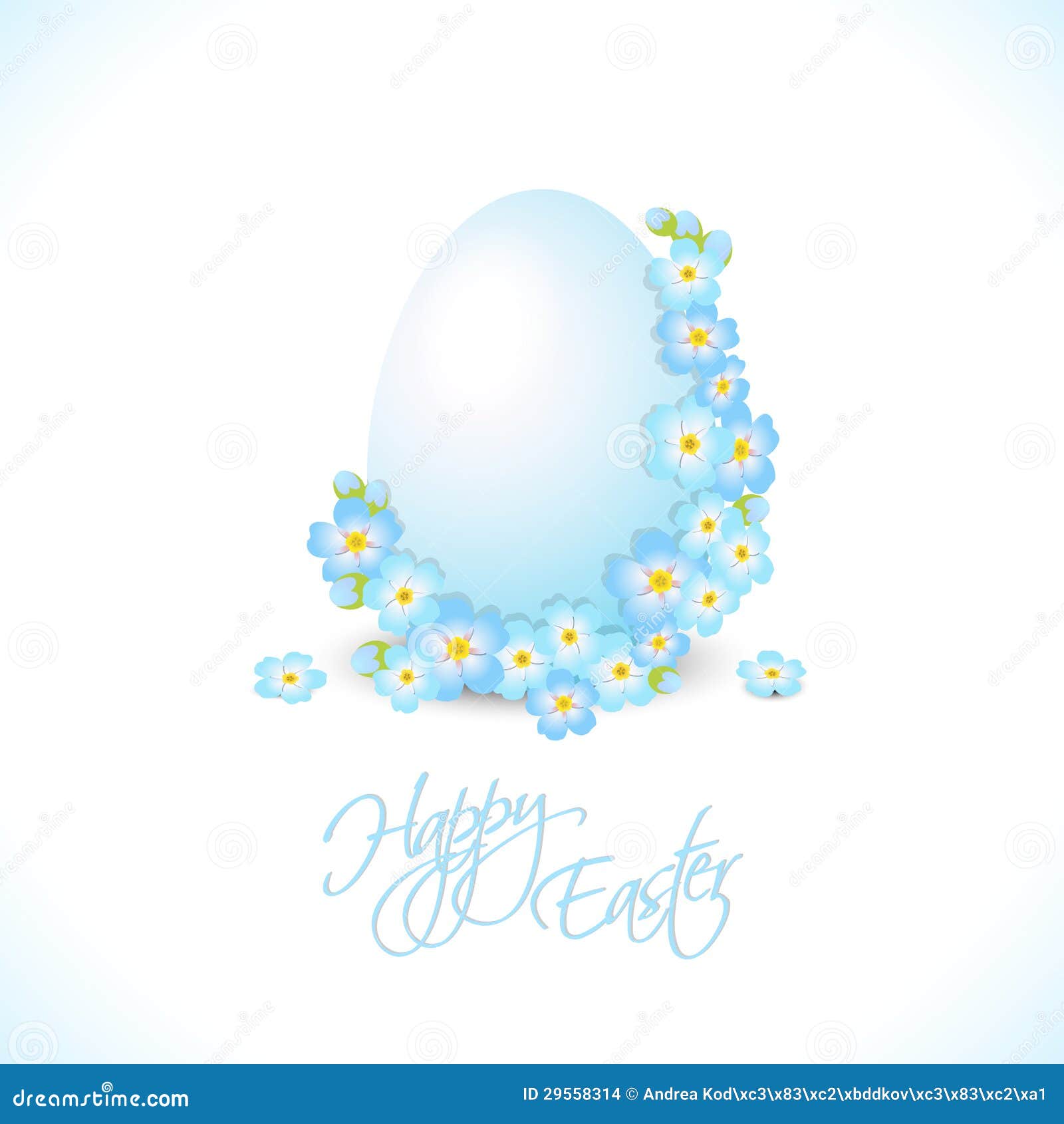 Easter Egg with Blue Flowers Stock Vector - Illustration of easter ...