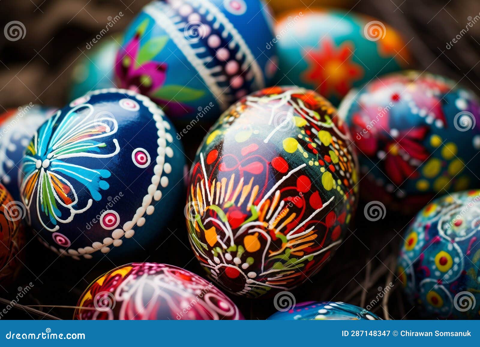 Easter Egg on Blur Background Stock Image - Image of colorful, blue ...