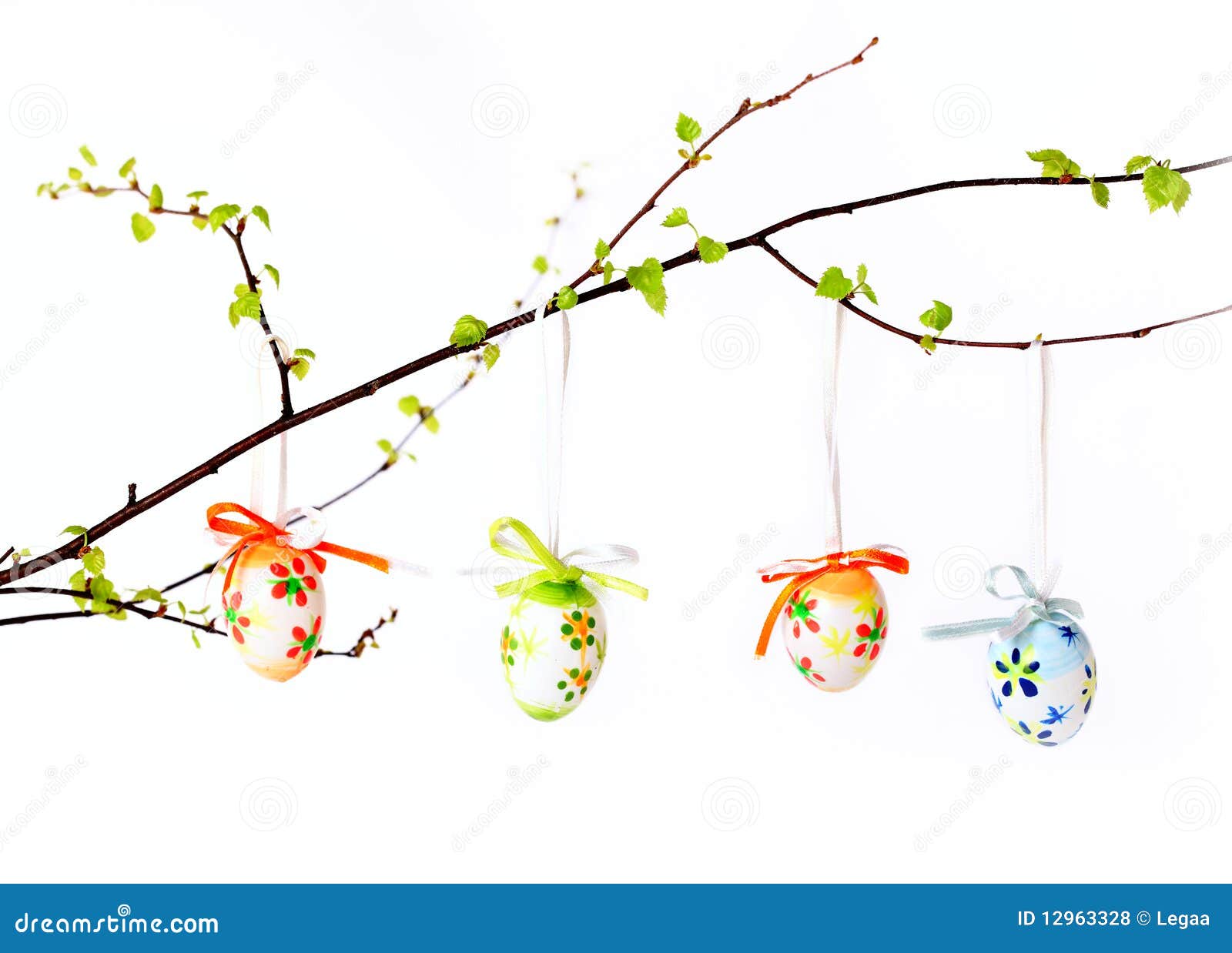 Easter Egg on a Branch with Leaves Stock Photo - Image of design ...