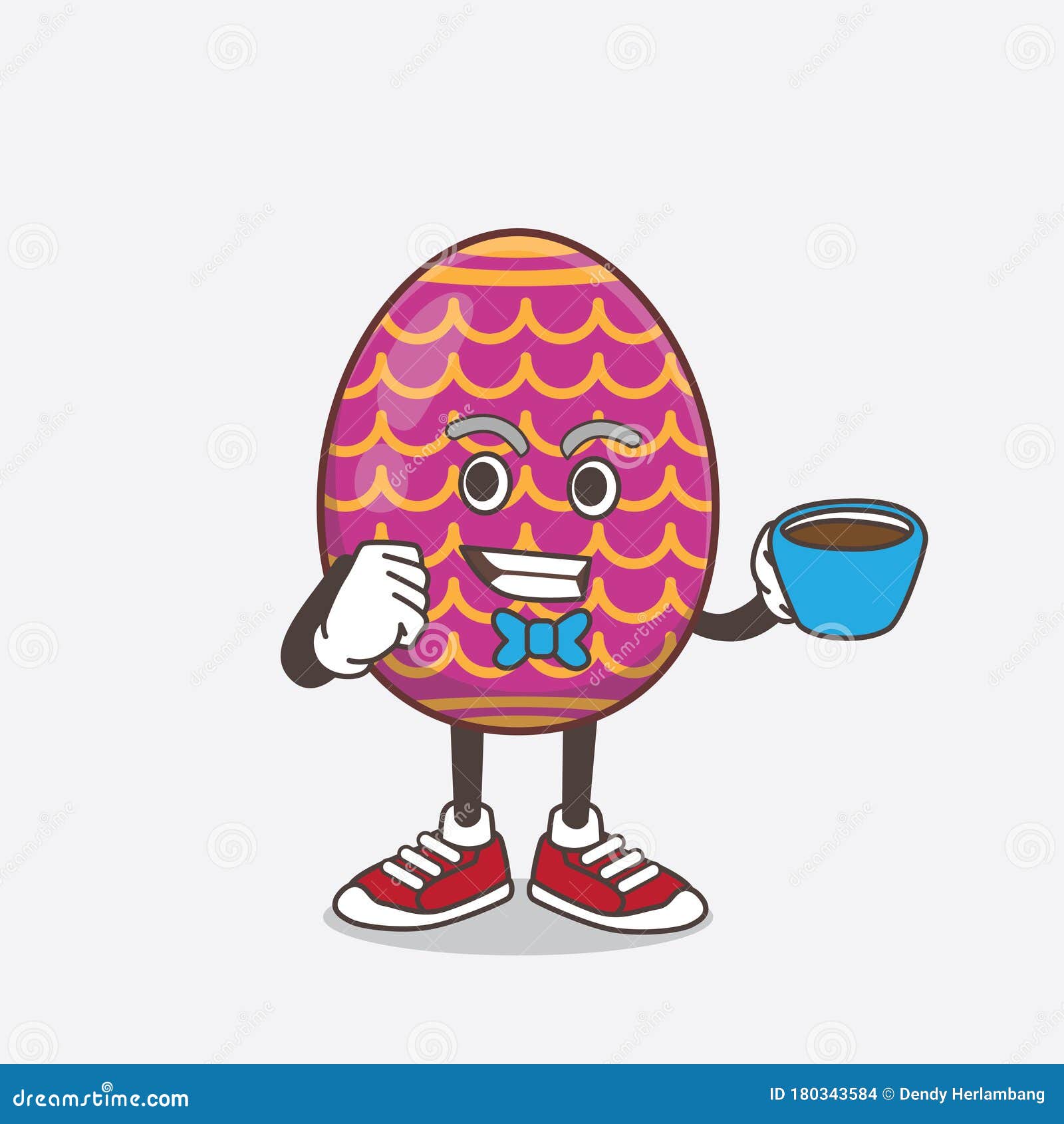 Easter Egg Cartoon Mascot Character with a Cup of Coffee Stock Vector ...