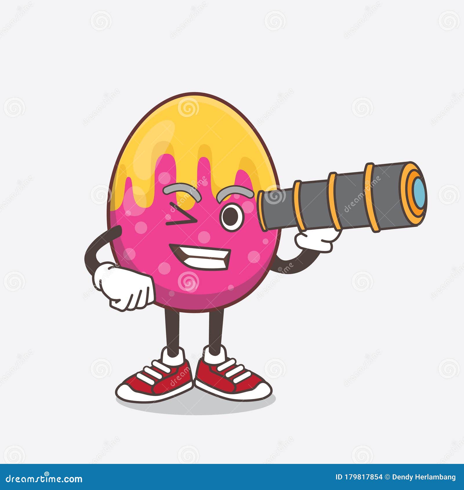 Easter Egg Cartoon Mascot Character Using a Monocular Stock Vector ...