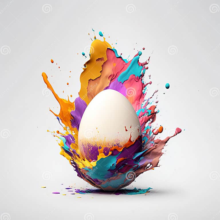 Easter Egg Colorful Explosion. Generative Ai. Easter Egg Paint Splash ...