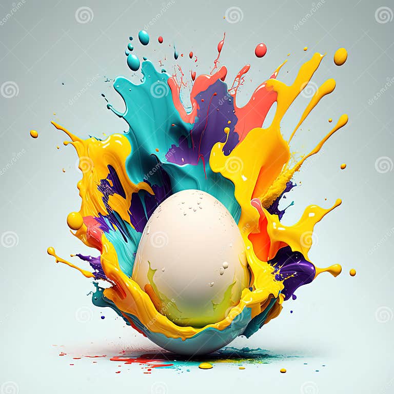 Easter Egg Colorful Explosion. Generative Ai. Easter Egg Paint Splash ...