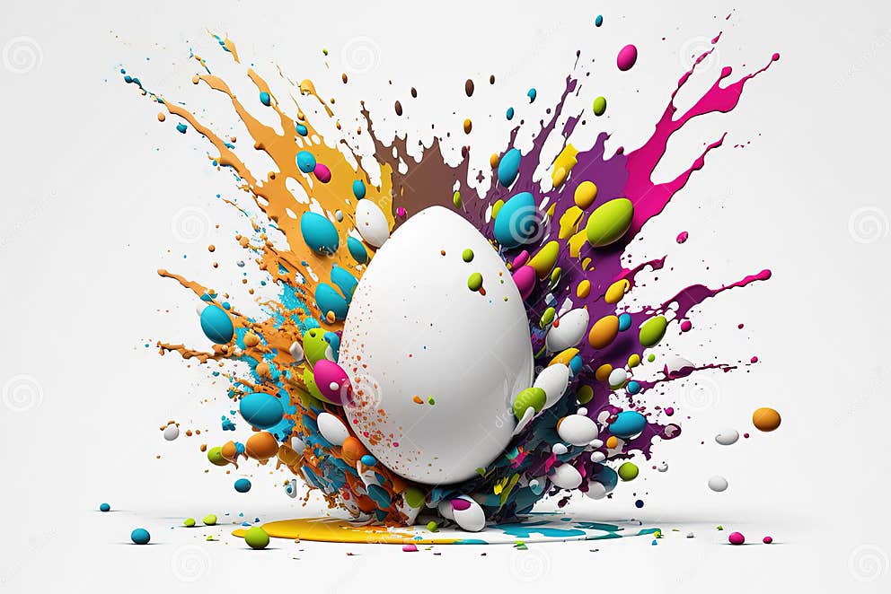 Easter Egg Colorful Explosion. Generative Ai. Easter Egg Paint Splash ...