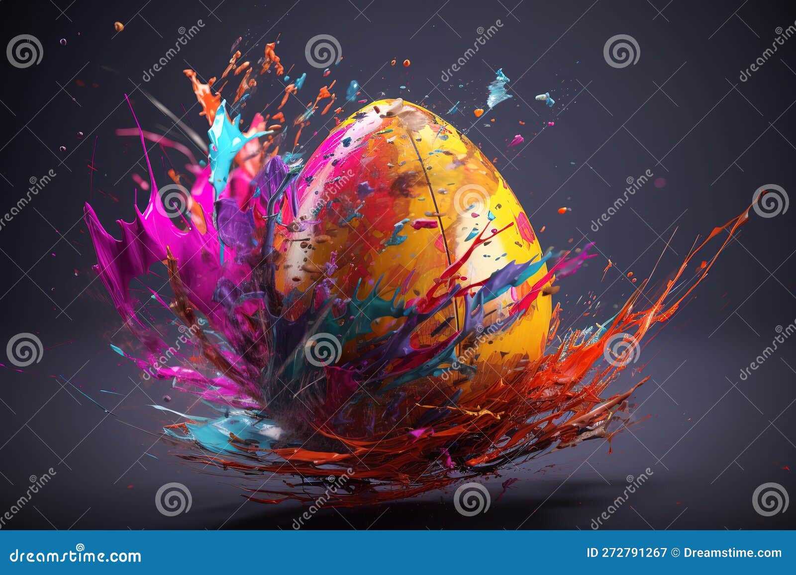 Easter Egg Colorful Explosion Easter Egg Paint Splash. Generative AI ...