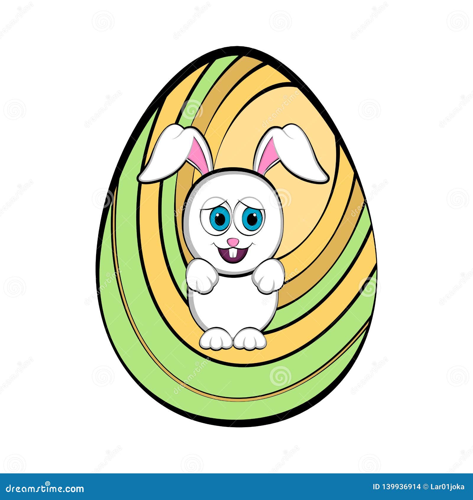 Easter Egg with a Cute Bunny Cartoon Stock Vector - Illustration of ...