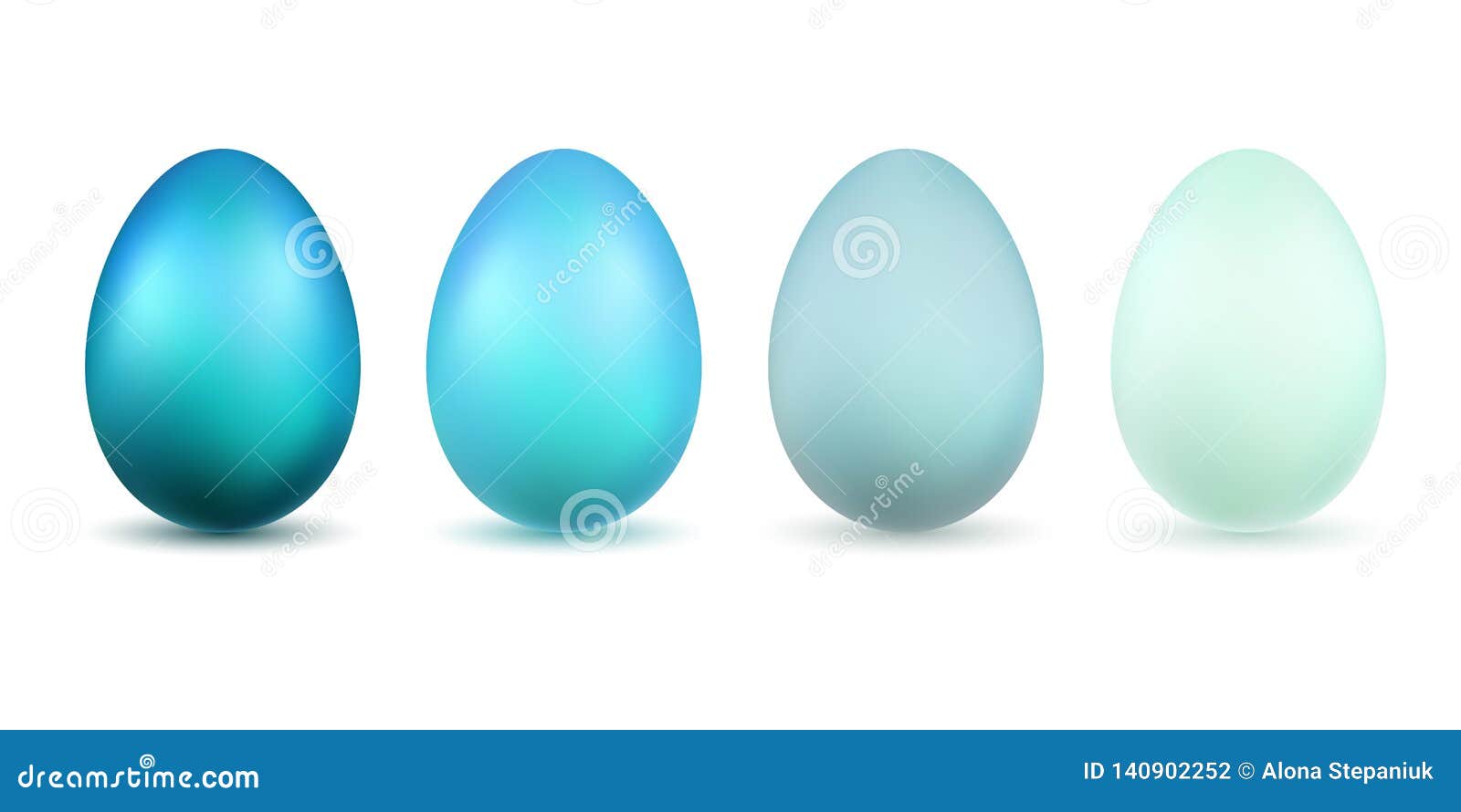 Easter Egg 3D Icons. Blue Bright and Pastel Eggs Set Isolated White ...