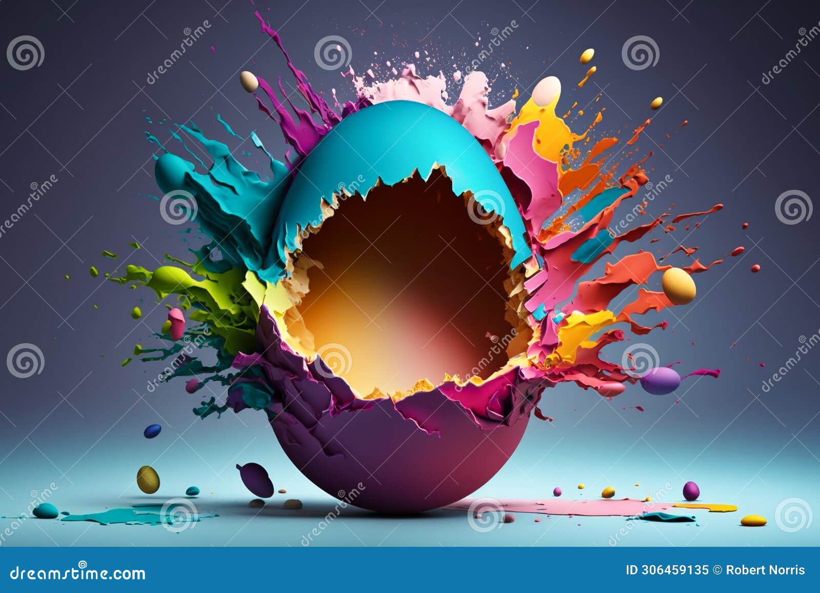 Easter Egg Exploding into Many Colours and Sheding Smaller Eggs, Easter ...