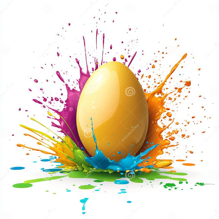 An Easter Egg Explosion in Color Using Generative AI. an Easter Egg Paint Splash in Color Using ...