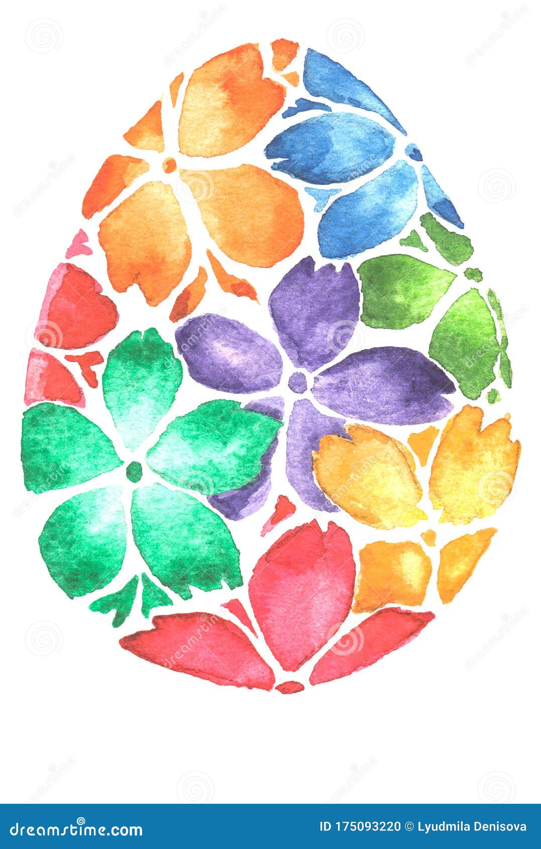 Easter Egg from the Flowers. Watercolor Drawing Stock Photo - Image of ...