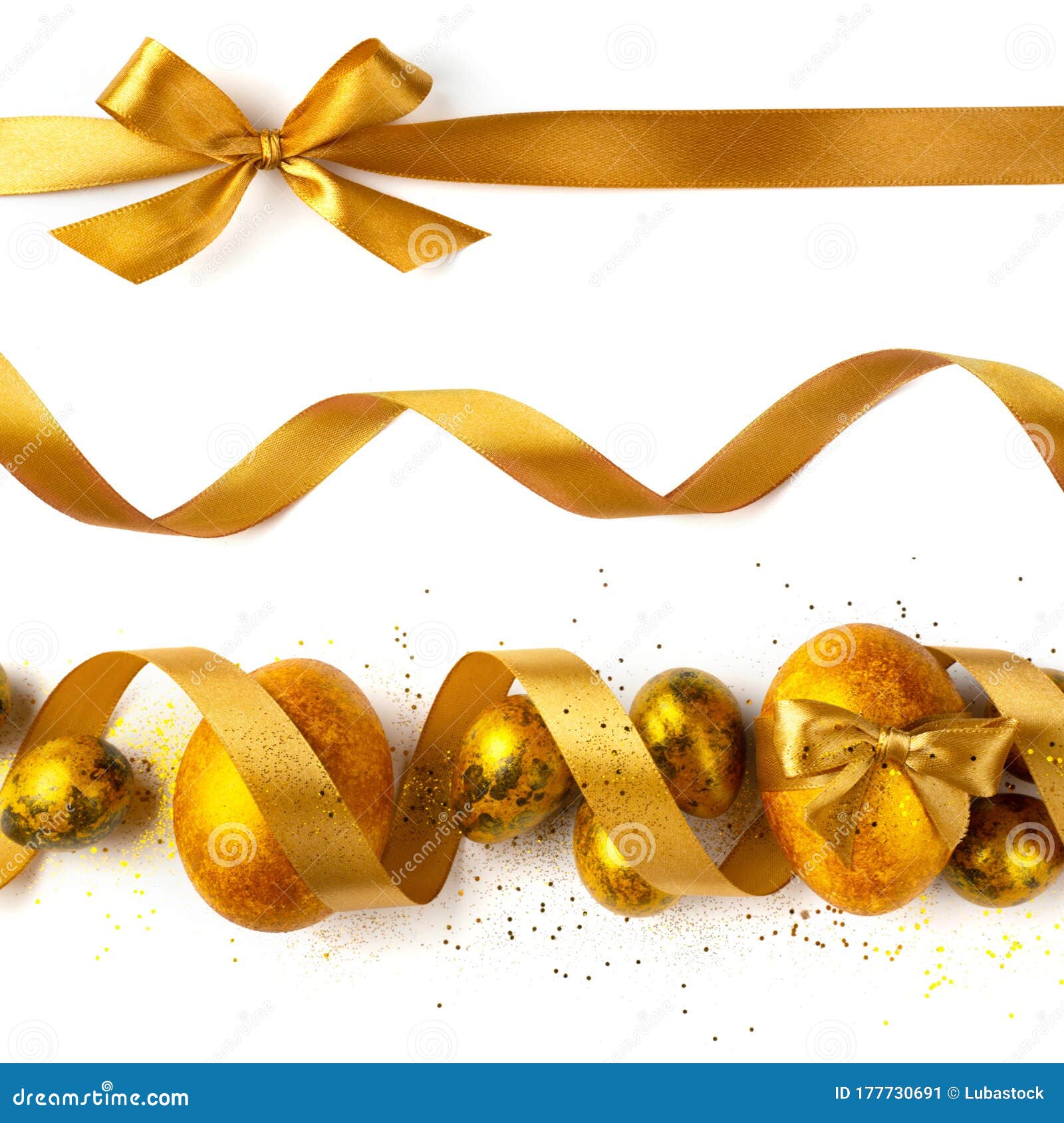 Easter Egg with Golden Ribbon Stock Image - Image of object, border ...