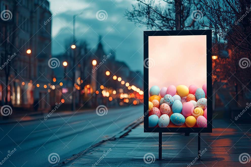 Easter Egg. Happy Easter Background Billboard for Mockup Design with ...