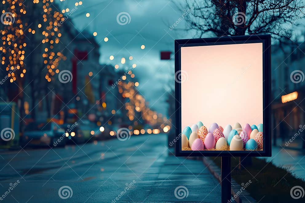 Easter Egg. Happy Easter Background Billboard for Mockup Design with ...