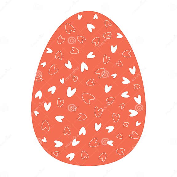 Easter Egg with Hearts Pattern. Red Festive Egg with Decorative Print ...