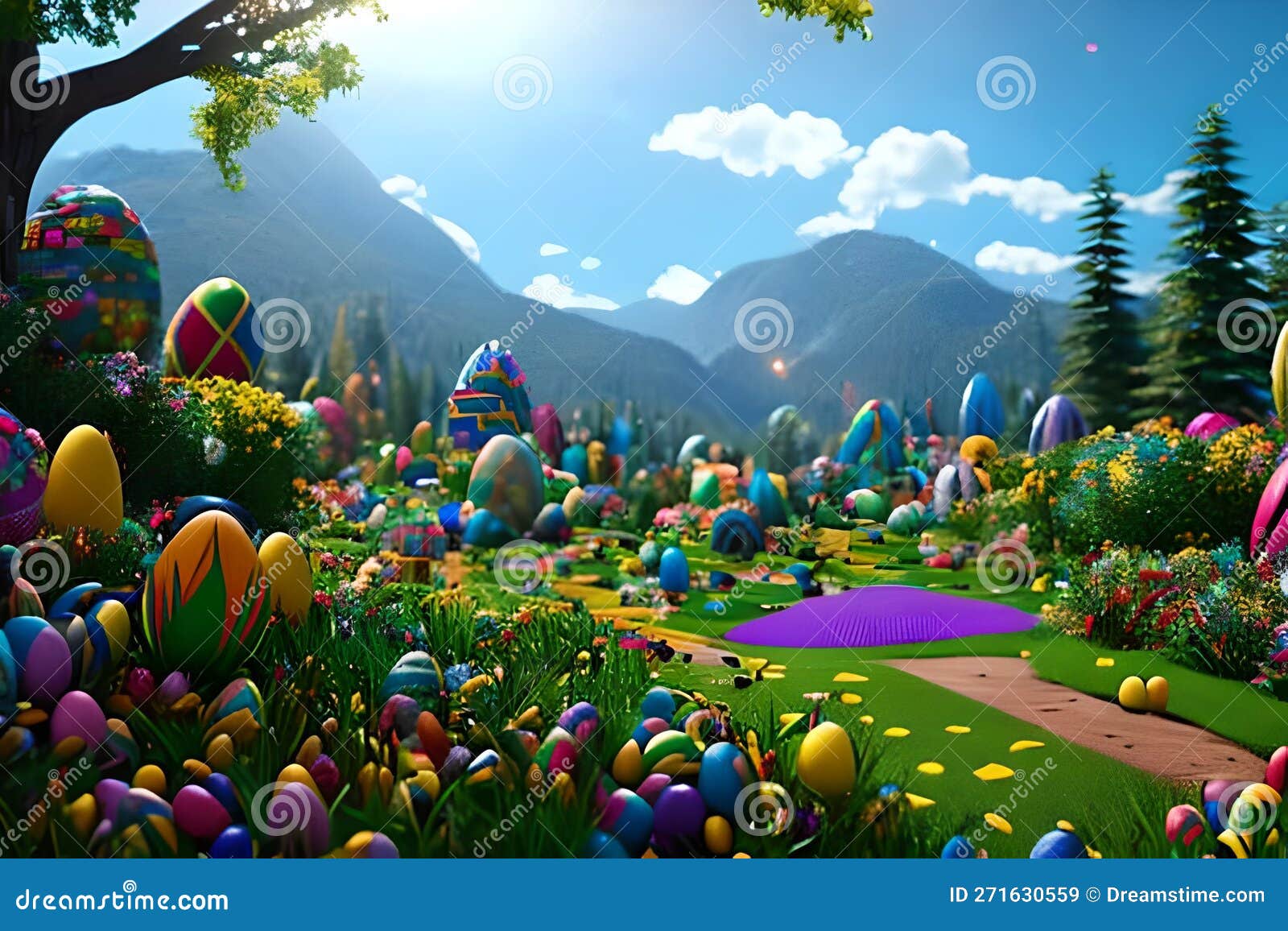 Hundreds Of Easter Eggs Hidden Around A Garden For An Easter Egg Hunt ...