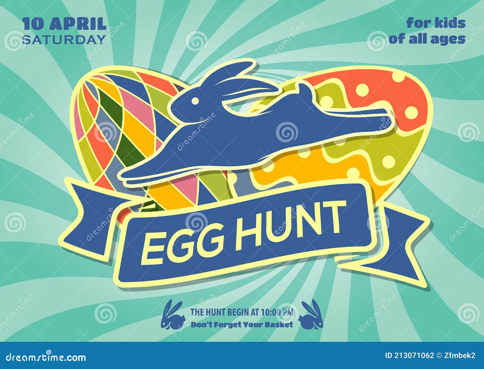 Easter Egg Hunt Poster Design Template. Vector Illustration Stock ...