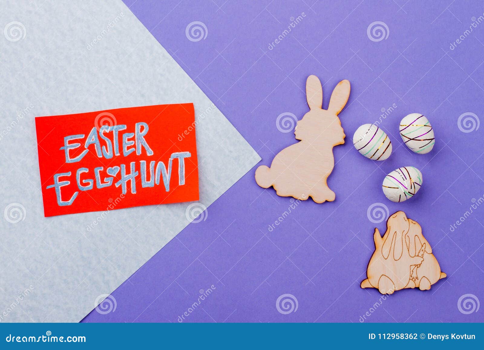 Easter egg hunt text. stock photo. Image of decor, game - 112958362