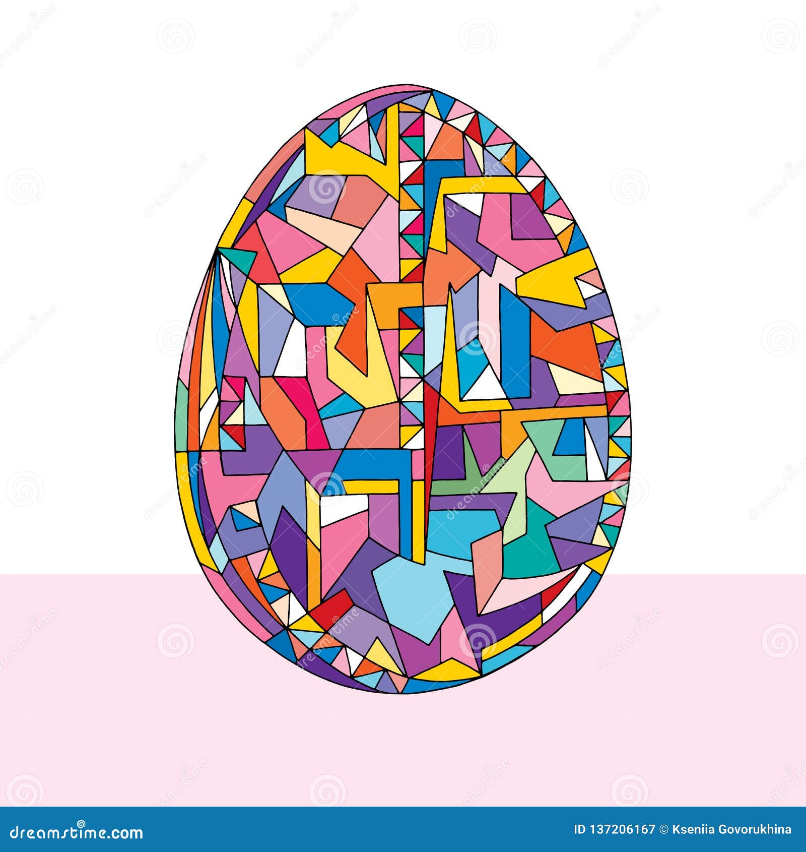 Easter Egg Illustration. Hand Drawn Abstract Holidays Object in Modern ...