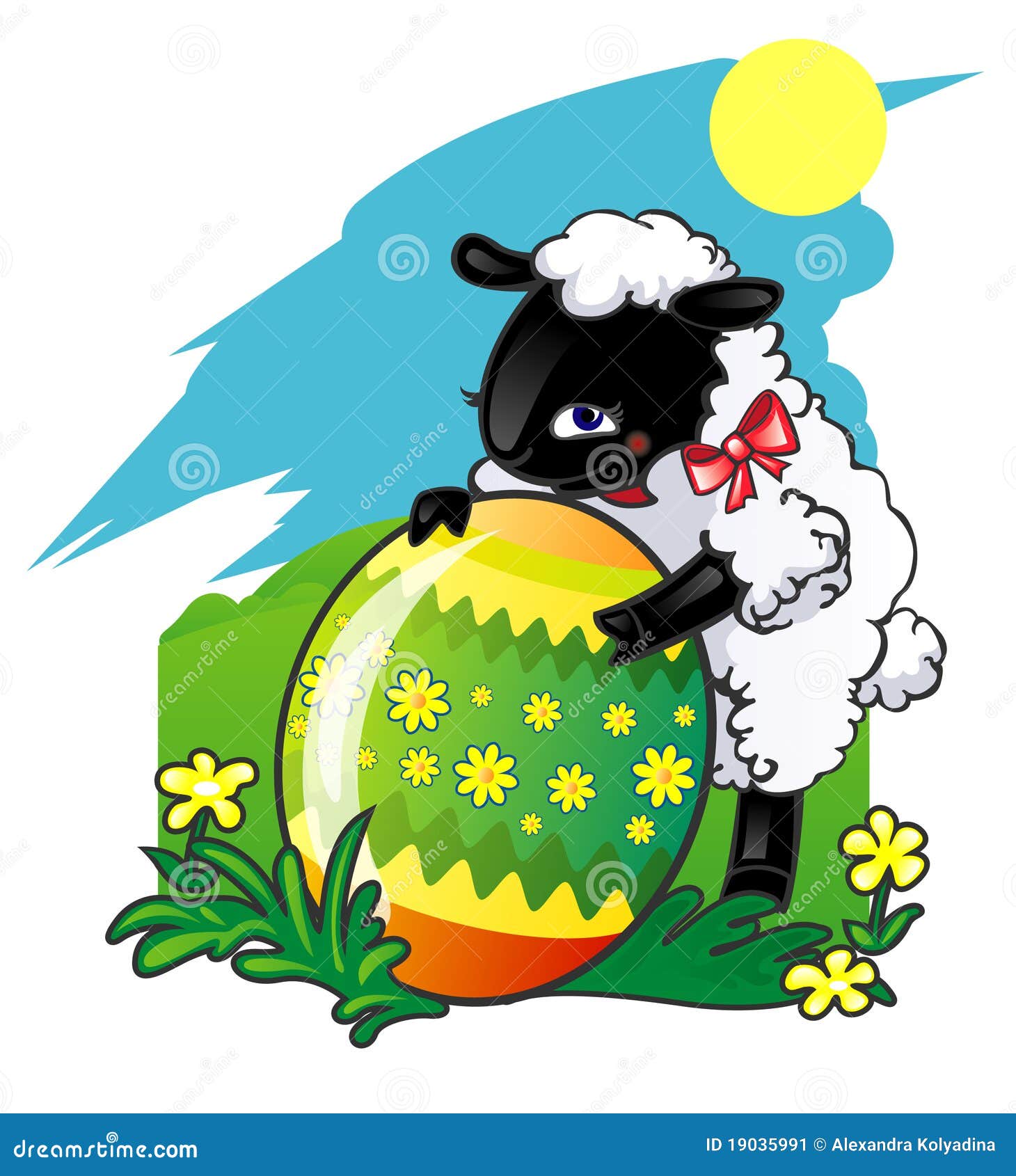 Easter egg and lamb stock vector. Illustration of eggshell - 19035991
