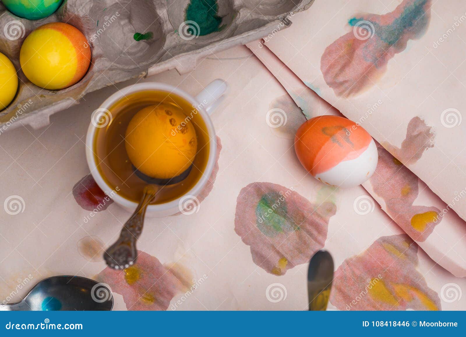 Easter Egg Mess stock photo. Image of holding, natural - 108418446