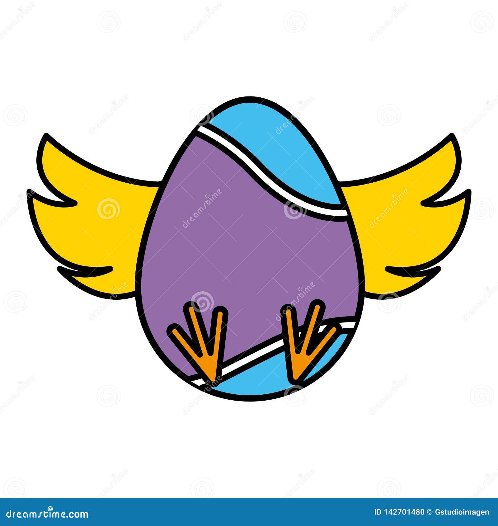Easter Egg Painted with Chick Wings and Foots Stock Vector ...