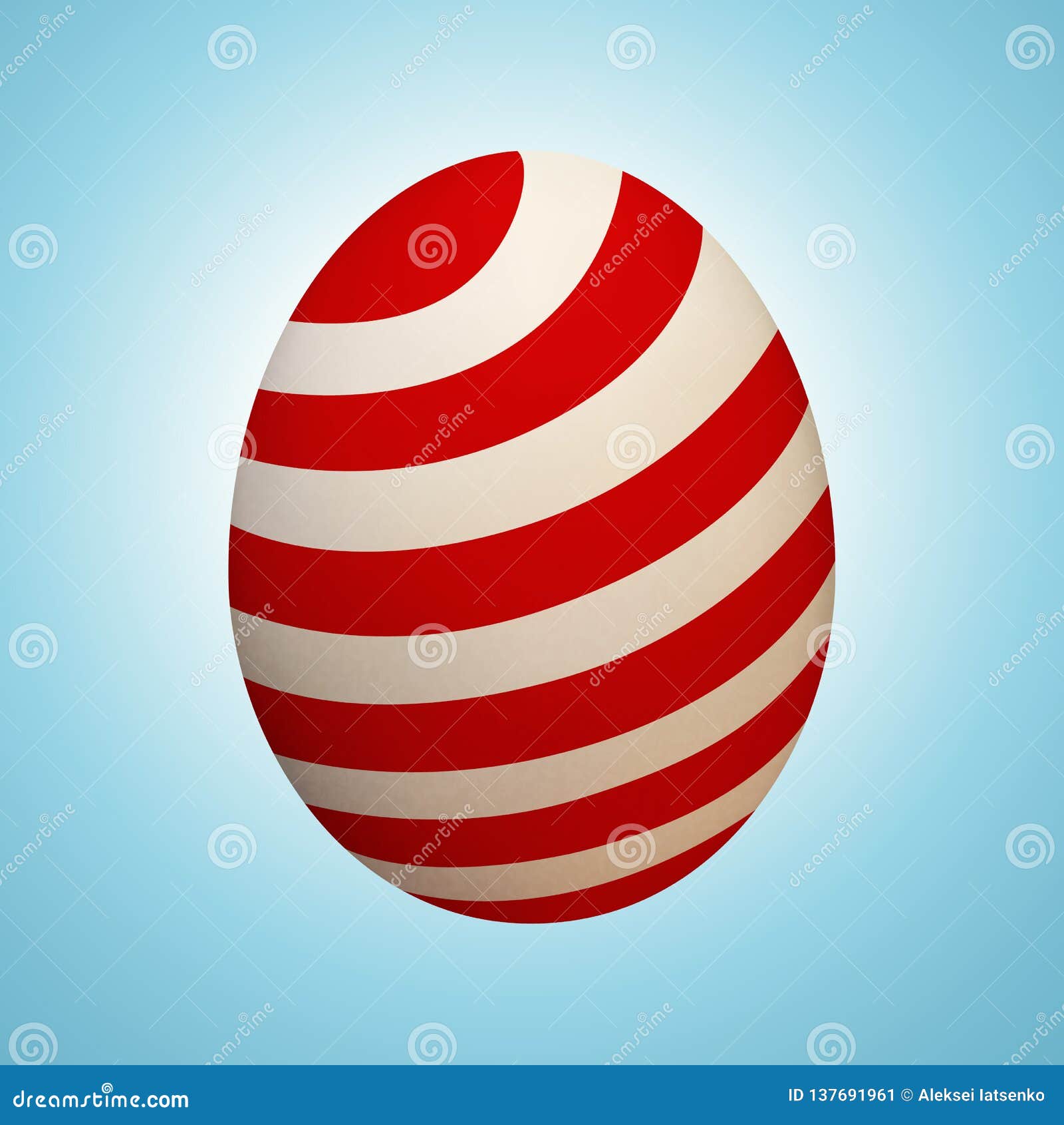 Easter Egg Painted Red Color Stripes Illustration Stock Vector ...