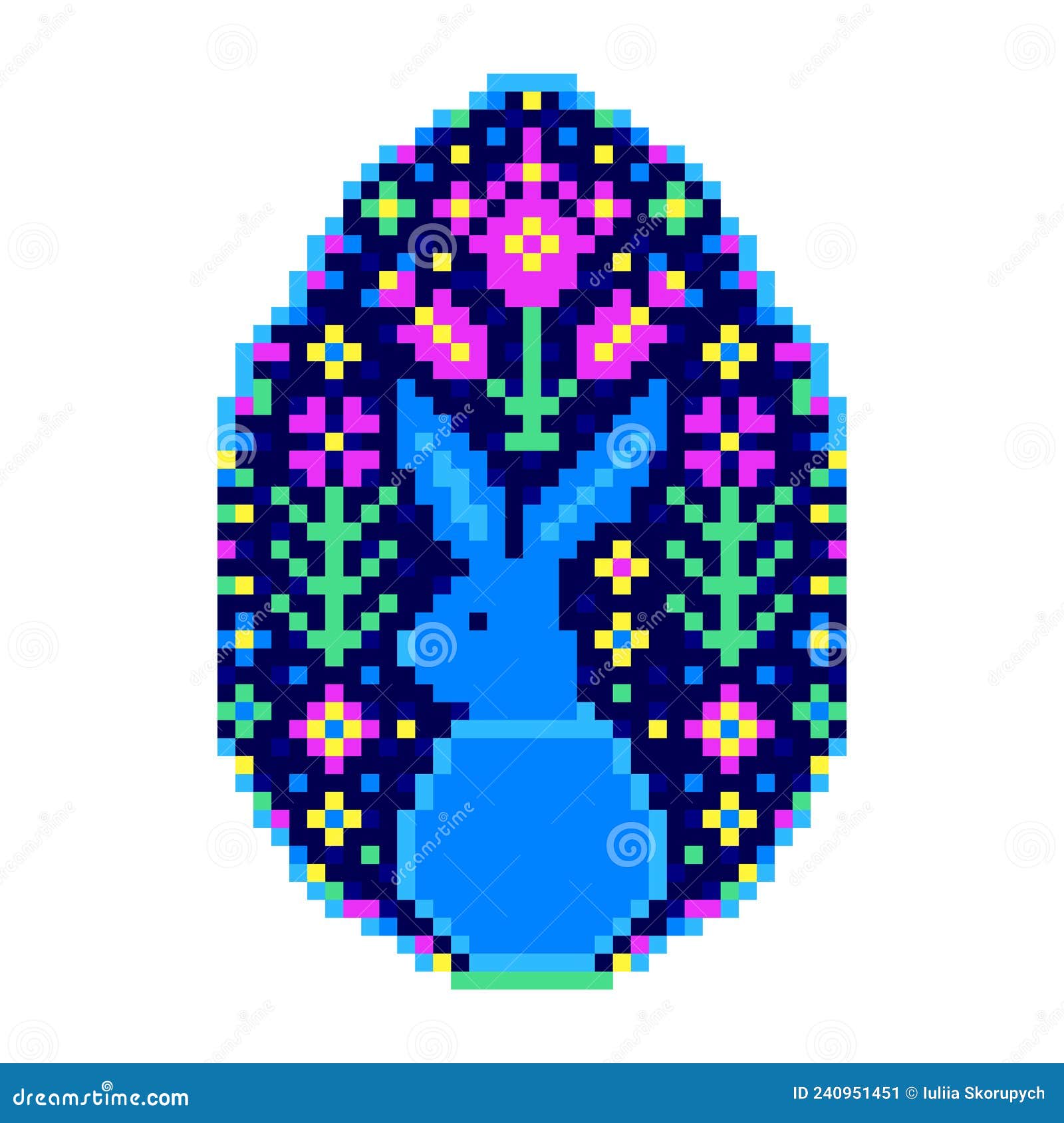 Easter Egg in Pixel Art Style. Stock Vector - Illustration of flat ...