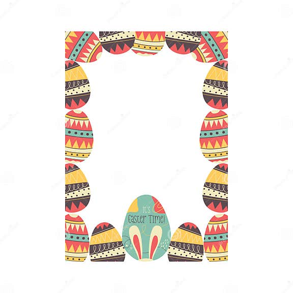 Easter Egg Rectangle Frame Design. Easter Holiday Egg Hunt Border in ...
