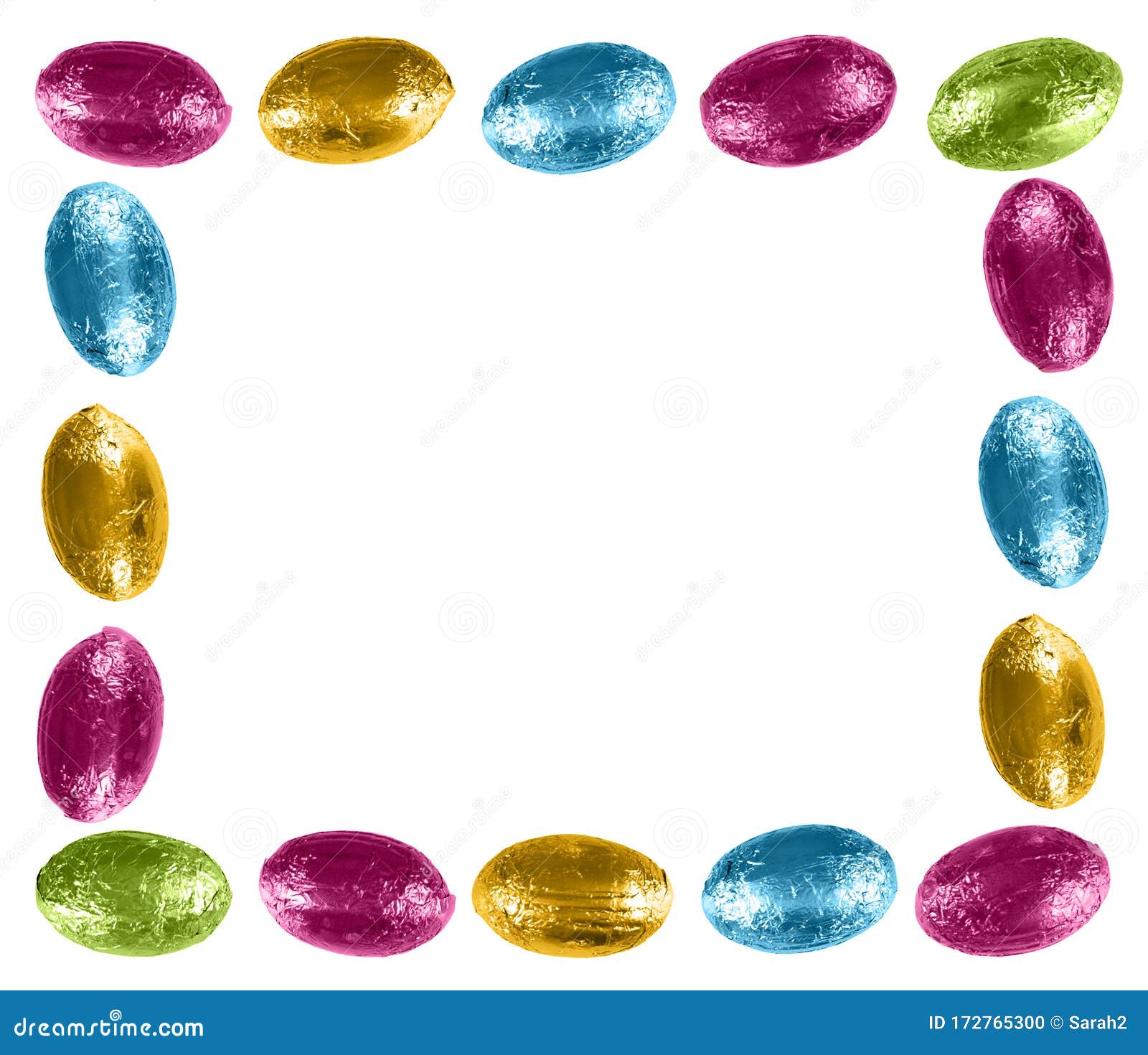 Easter Egg Rectangle, Frame, Isolated on White. Bright Colourful ...