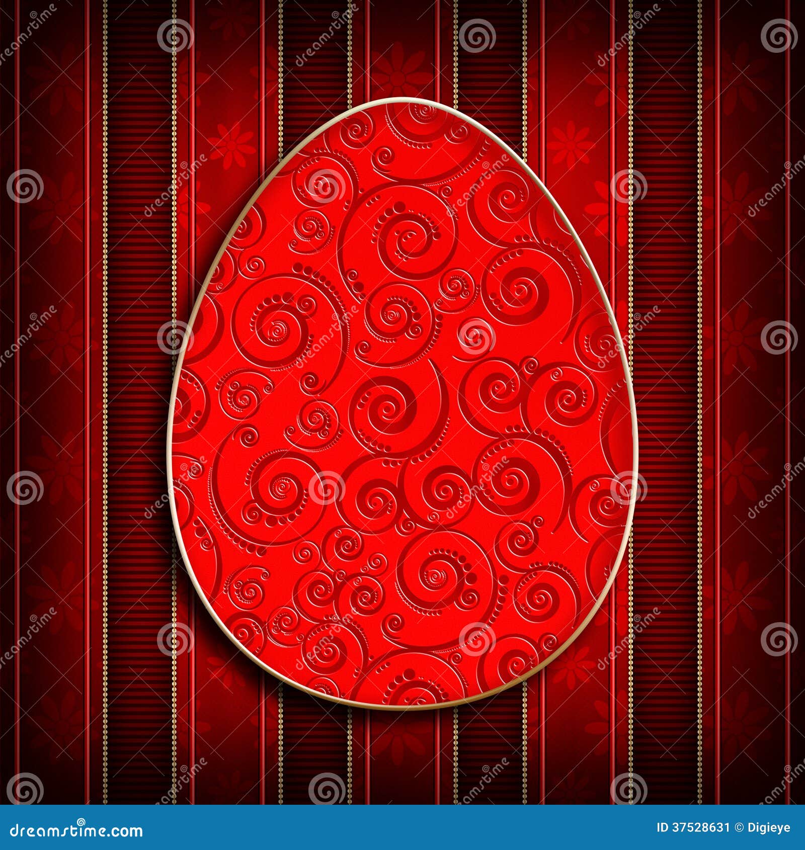 Easter Egg on Red Background Stock Illustration - Illustration of ...