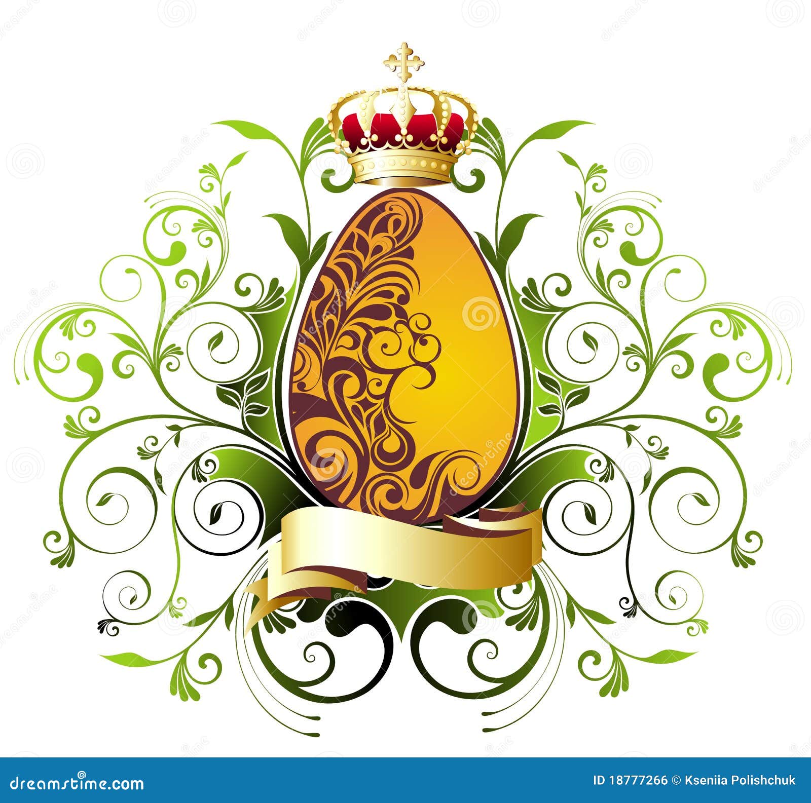 Easter Egg with Ribbon and Crown Stock Vector - Illustration of easter ...