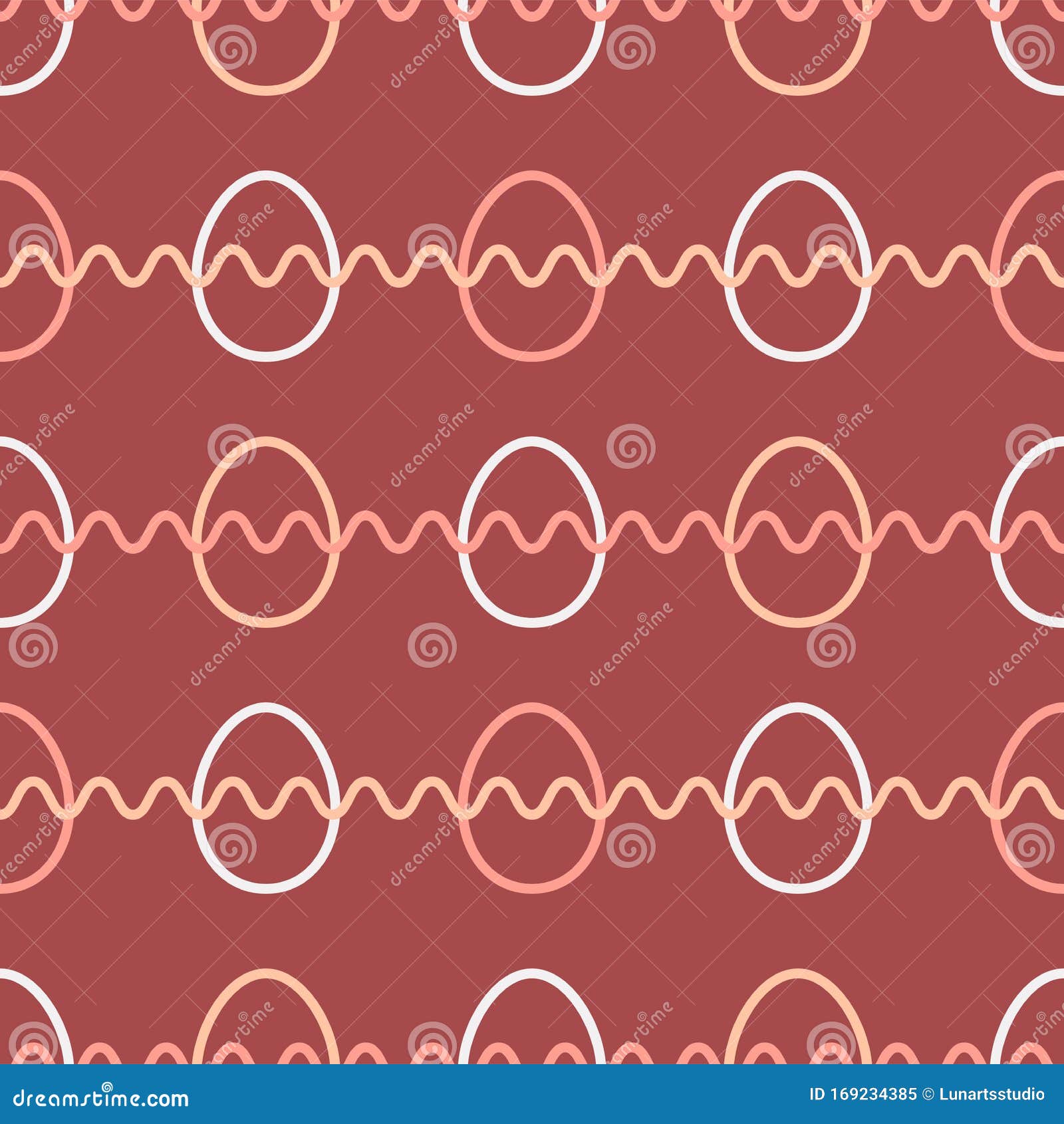 Easter Egg Seamless Pattern Vector Illustration. Red Color Background ...